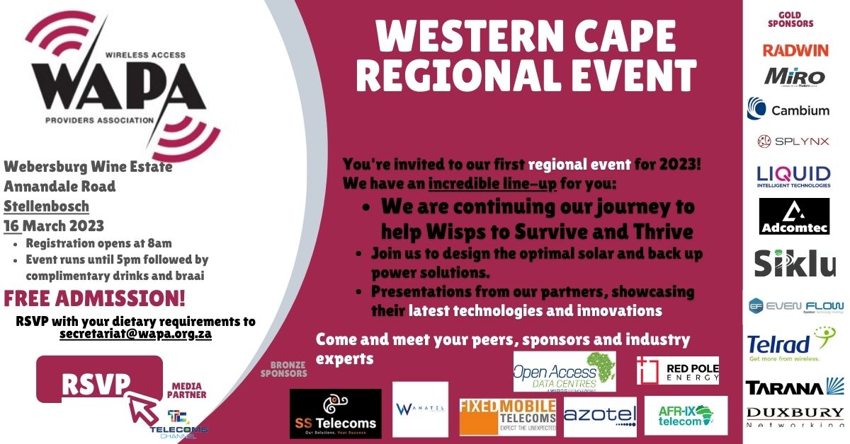 WAPA Regional Event - Western Cape | Wireless Access Provider's Association